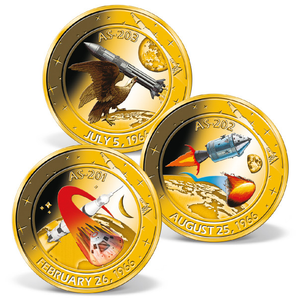 The Apollo Missions Color Coin Set | Gold-Layered | Gold | American Mint