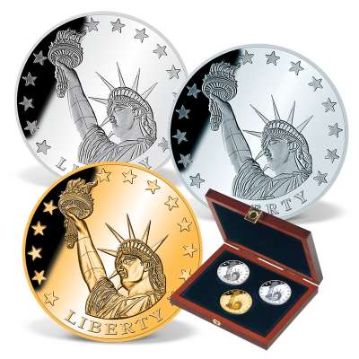 Statue of Liberty Precious Metal Coin Set | Gold-Layered | Gold ...