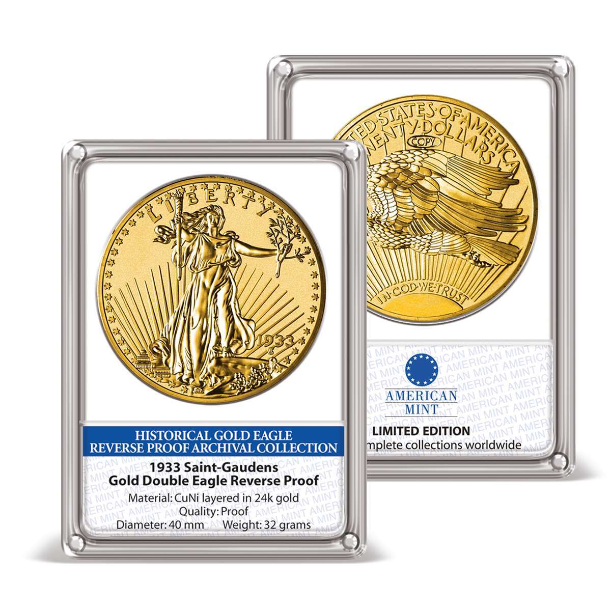 1933 Gold Double Eagle Reverse Proof Archival Edition | Gold-Layered ...