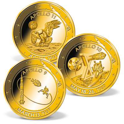 Complete 18-coin Apollo Missions Set | Gold-Layered | Gold | American Mint
