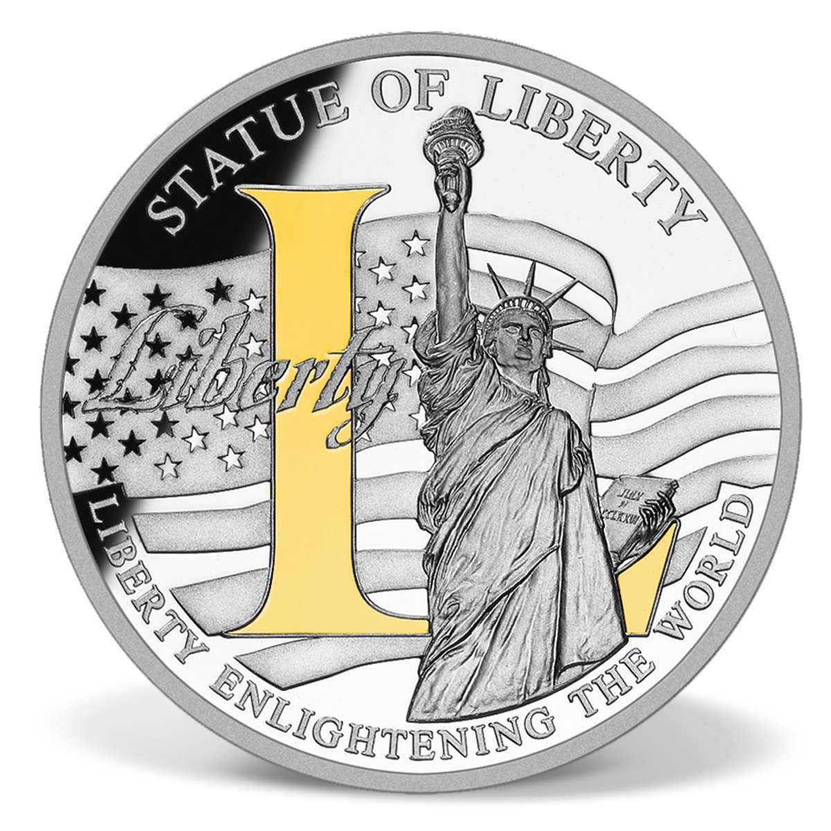 LIBERTY "L" Commemorative Gold-Accented Coin | Silver-Plated | Silver ...