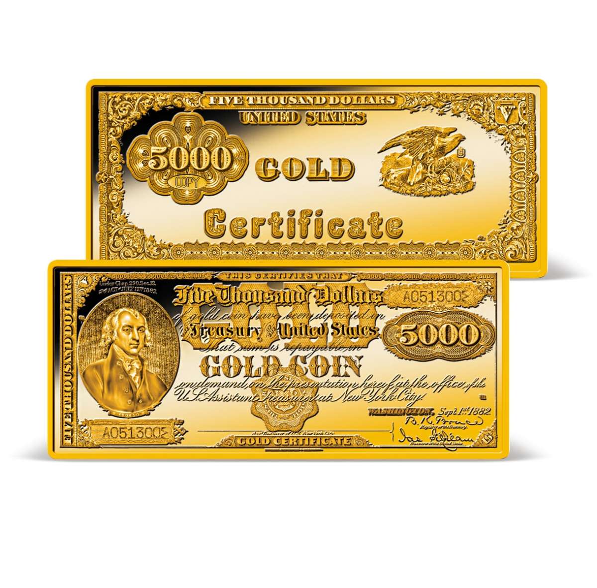 1882 Gold Certificate Ingot Set | Gold-Layered | Gold | American Mint
