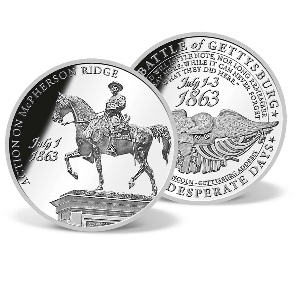 Action on McPherson Ridge Commemorative Coin | Silver-Plated | Silver ...