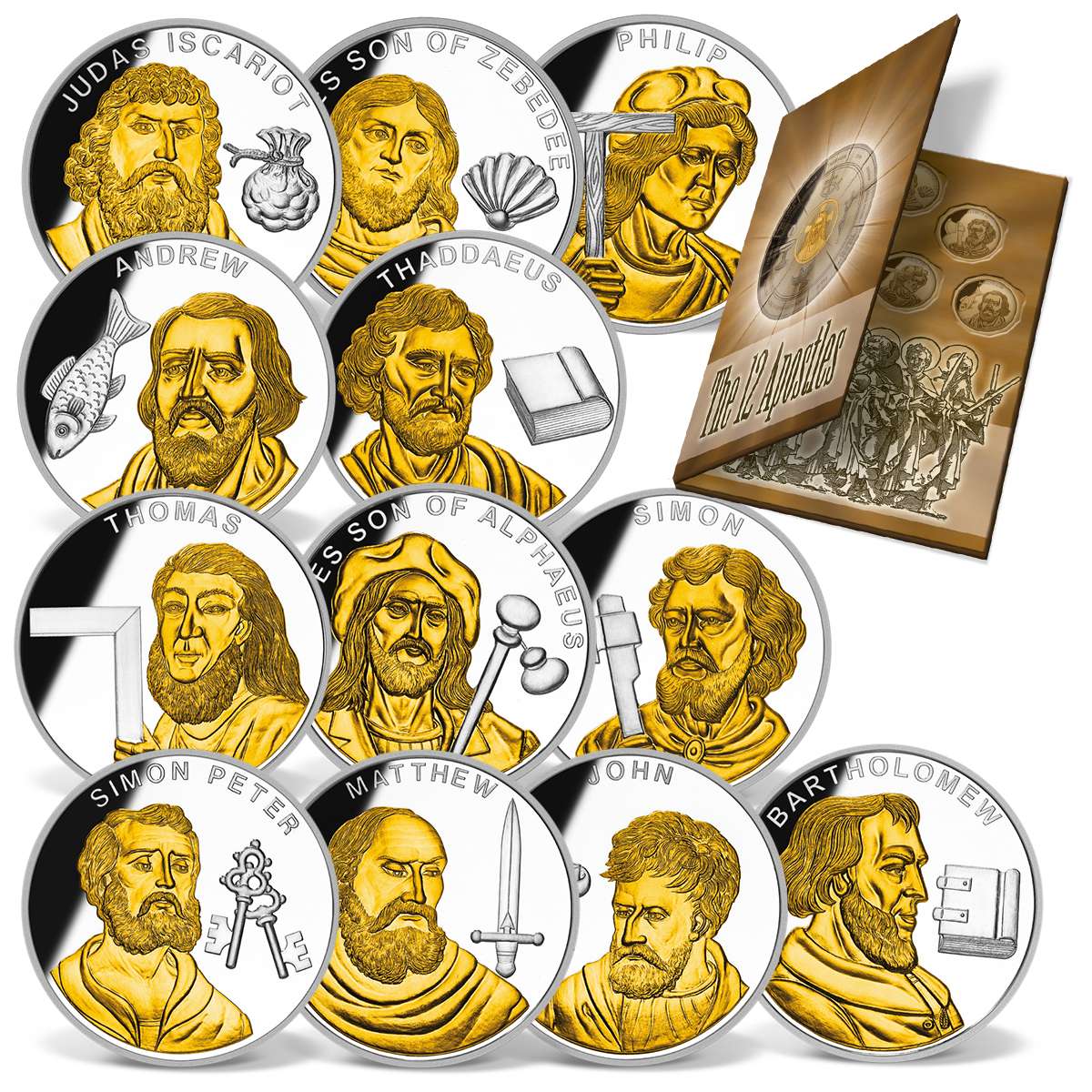 Commemorative coin set 'twelve apostles' | Gold-Layered | Gold ...