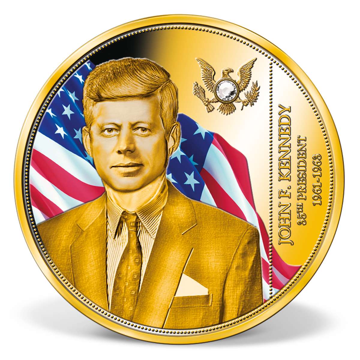 President John F. Kennedy Crystal-Inlaid Commemorative Coin | Gold ...