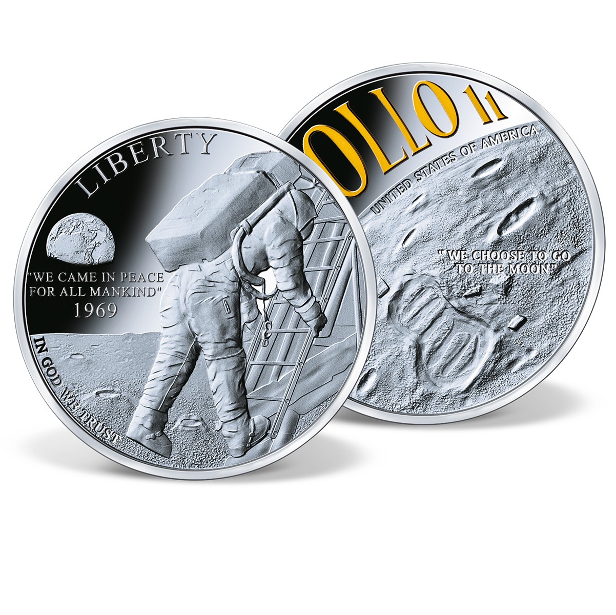 Apollo 11 - First Moon Walk Commemorative Coin | Gold-Layered | Gold ...