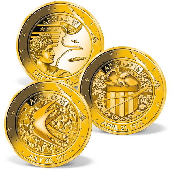 Complete 18-coin Apollo Missions Set | Gold-Layered | Gold | American Mint