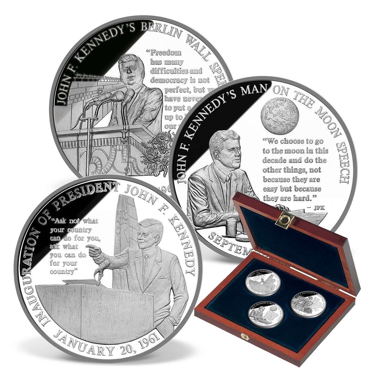 Speeches of JFK Solid Silver Commemorative Coin Set | Solid Silver ...