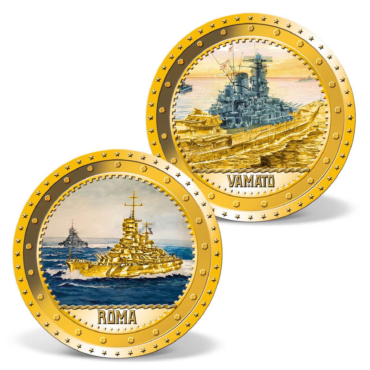 Famous Battleships of World War II Coin Set | Gold-Layered | Gold ...