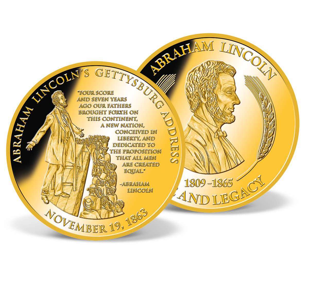 Lincoln´s Gettysburg Address Commemorative Coin | Gold-Layered | Gold ...