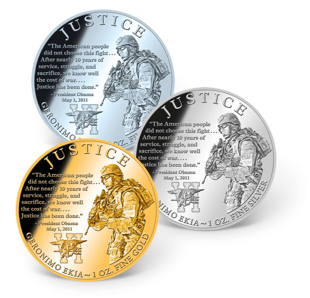 Justice - Geronimo EKIA Precious Metal Coin Set | Gold-Layered | Gold ...