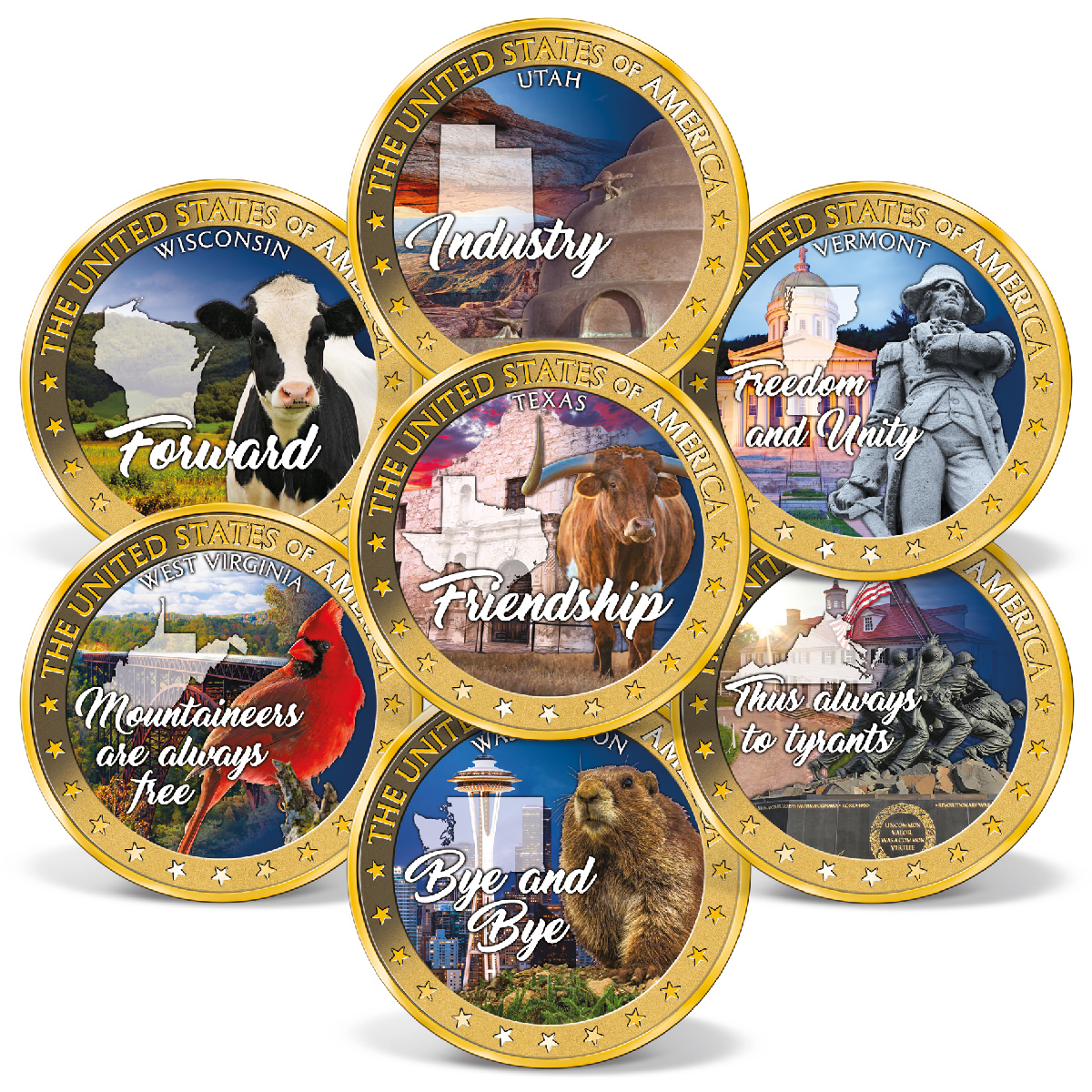 America Strong Commemorative Coin Set | Gold-Layered | Gold | American Mint