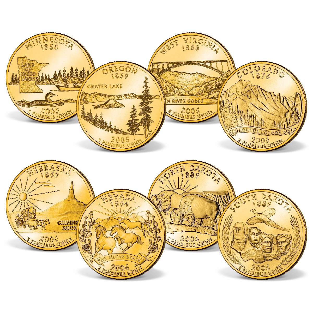 Gold-Layered State Quarters Set | Gold-Layered | Gold | American Mint