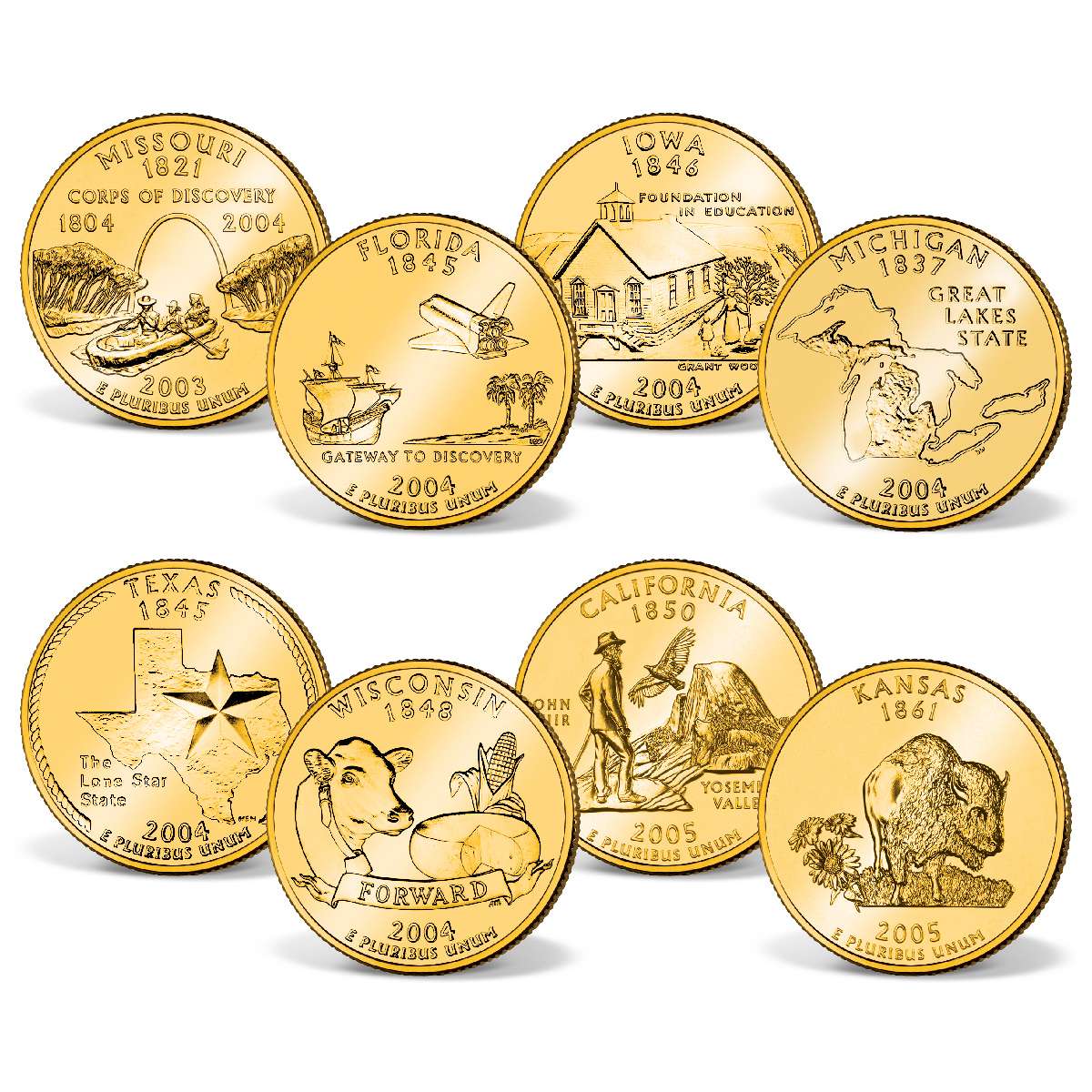 Gold-Layered State Quarters Set | Gold-Layered | Gold | American Mint