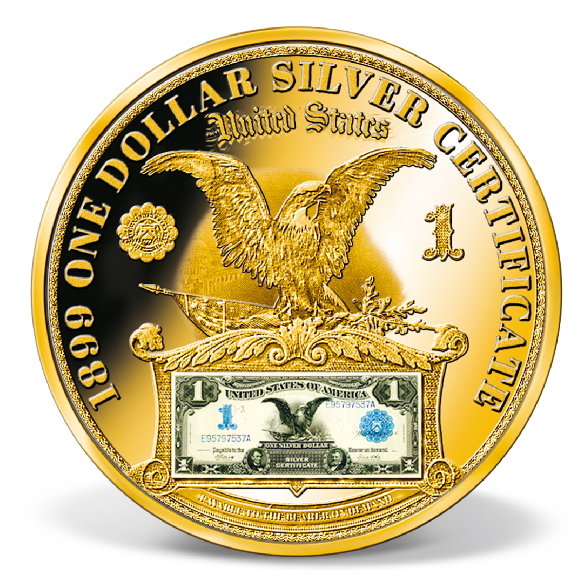 1899 $1 Black Eagle Note | Gold-Layered | Gold | American Mint