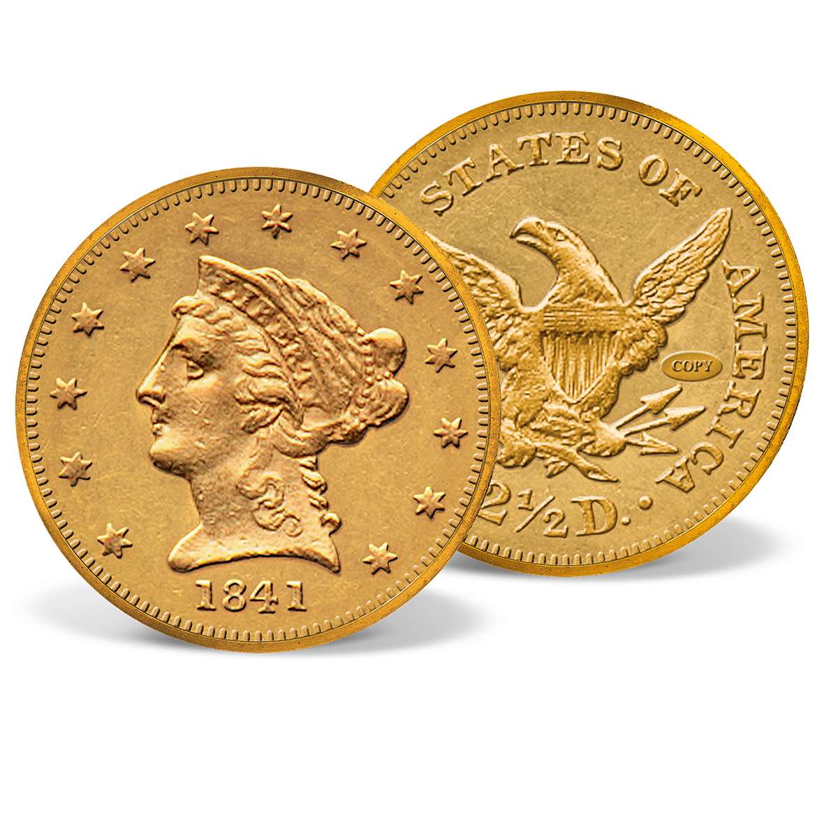 1841 Gold Coronet Quarter Eagle Replica | Gold-Layered | Gold | American Mint