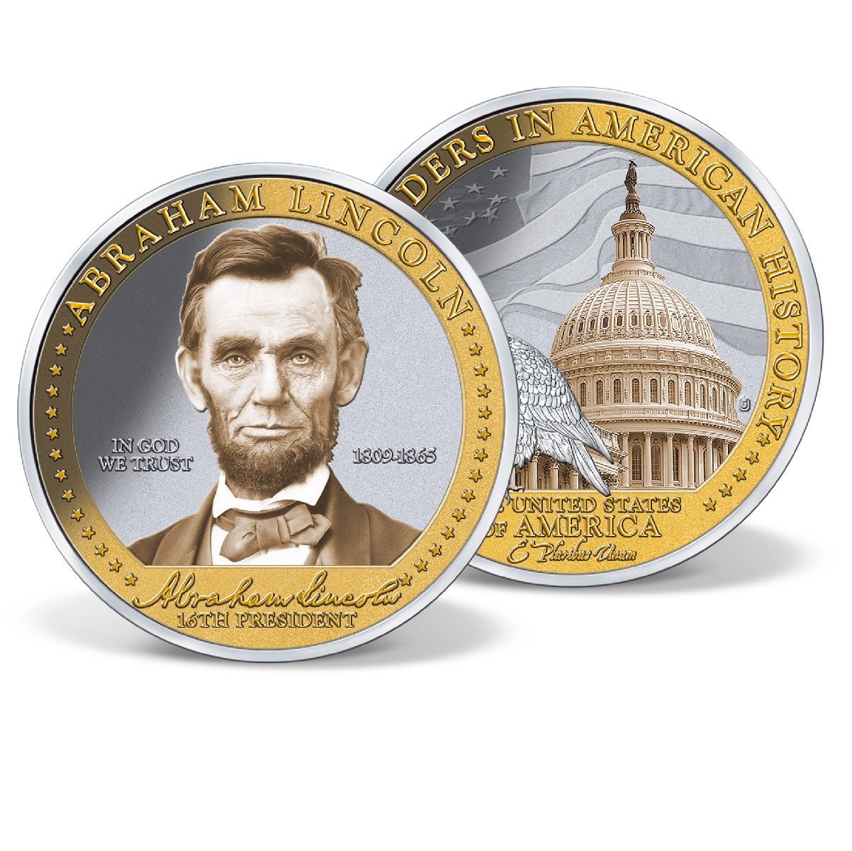 Abraham Lincoln - Great Leader Commemorative Coin | Silver-Plated ...