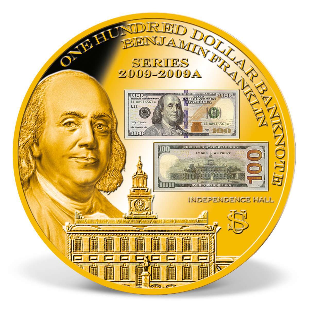 Colossal One-Hundred-Dollar Banknote Commemorative Coin | Gold-Layered ...