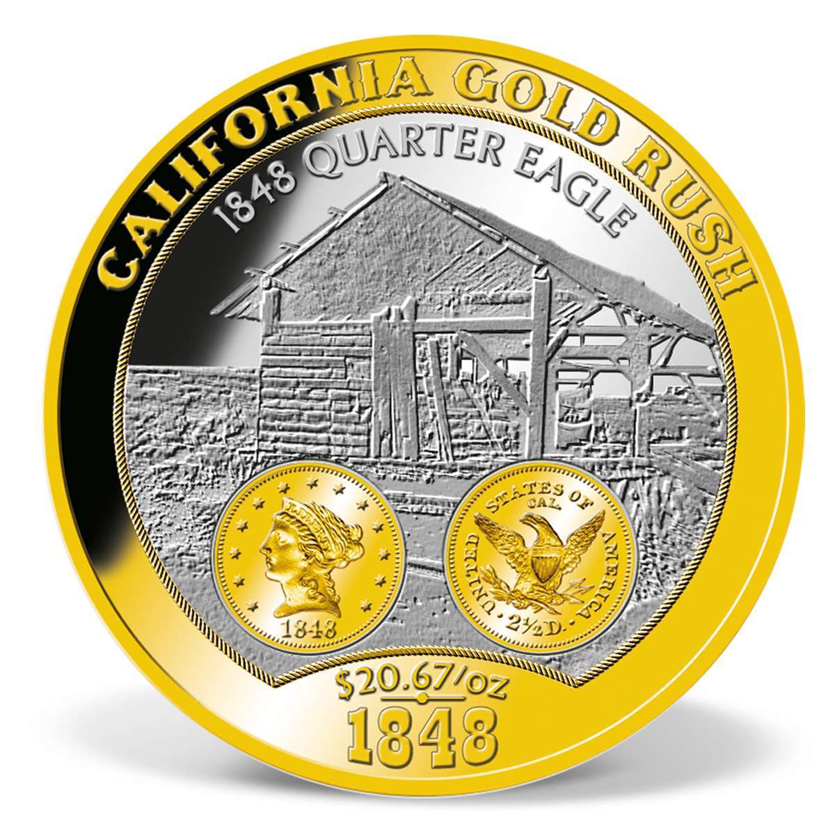 Colossal California Gold Rush Commemorative Coin | Gold-Layered | Gold ...