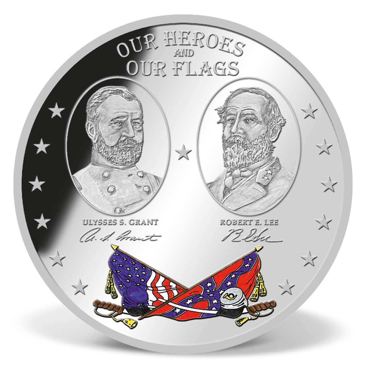 Heroes and Flags of the Civil War Commemorative Color Coin | Silver ...