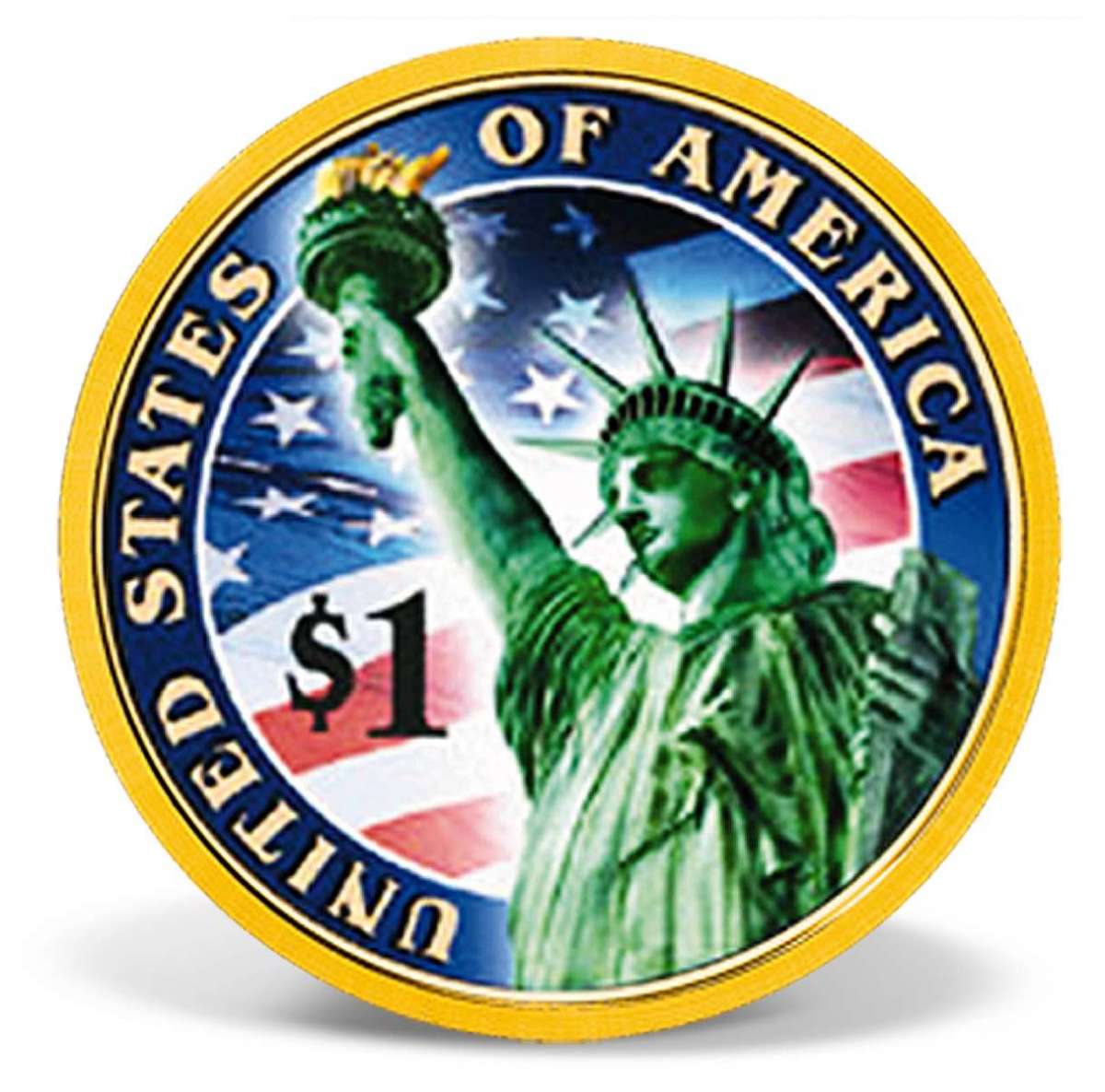 $1 George Washington Presidential Dollar Coin Tribute | Colorized ...