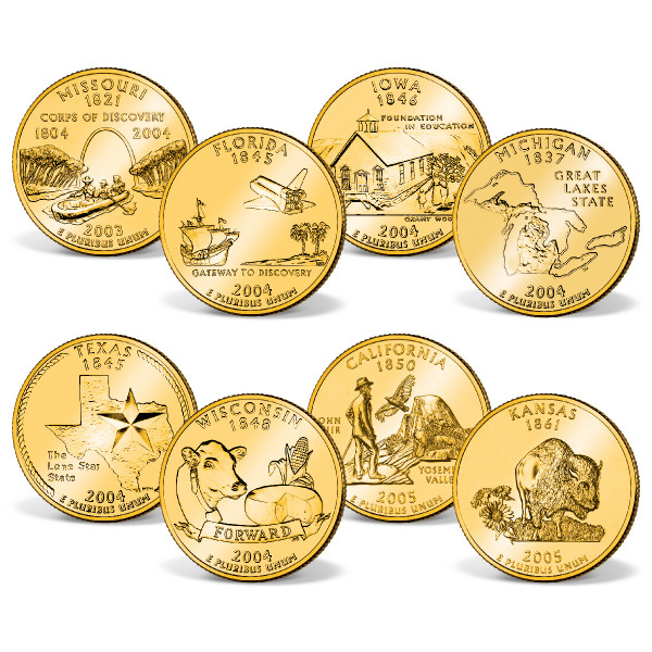 Gold-Layered State Quarters Set | Gold-Layered | Gold | American Mint