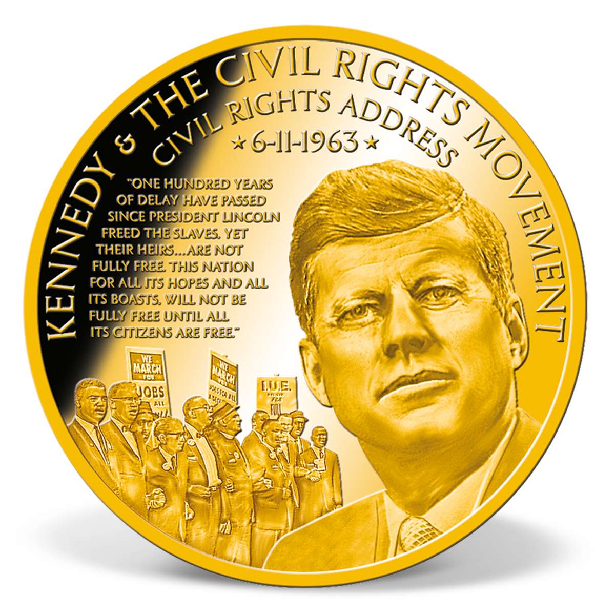 Kennedy and the Civil Rights Movement Commemorative Coin | Gold-Layered ...