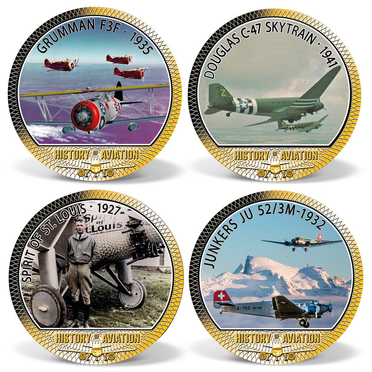 History of Aviation Coin Set | Gold-Layered | Gold | American Mint