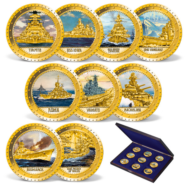 Famous Battleships of World War II Coin Set | Gold-Layered | Gold ...