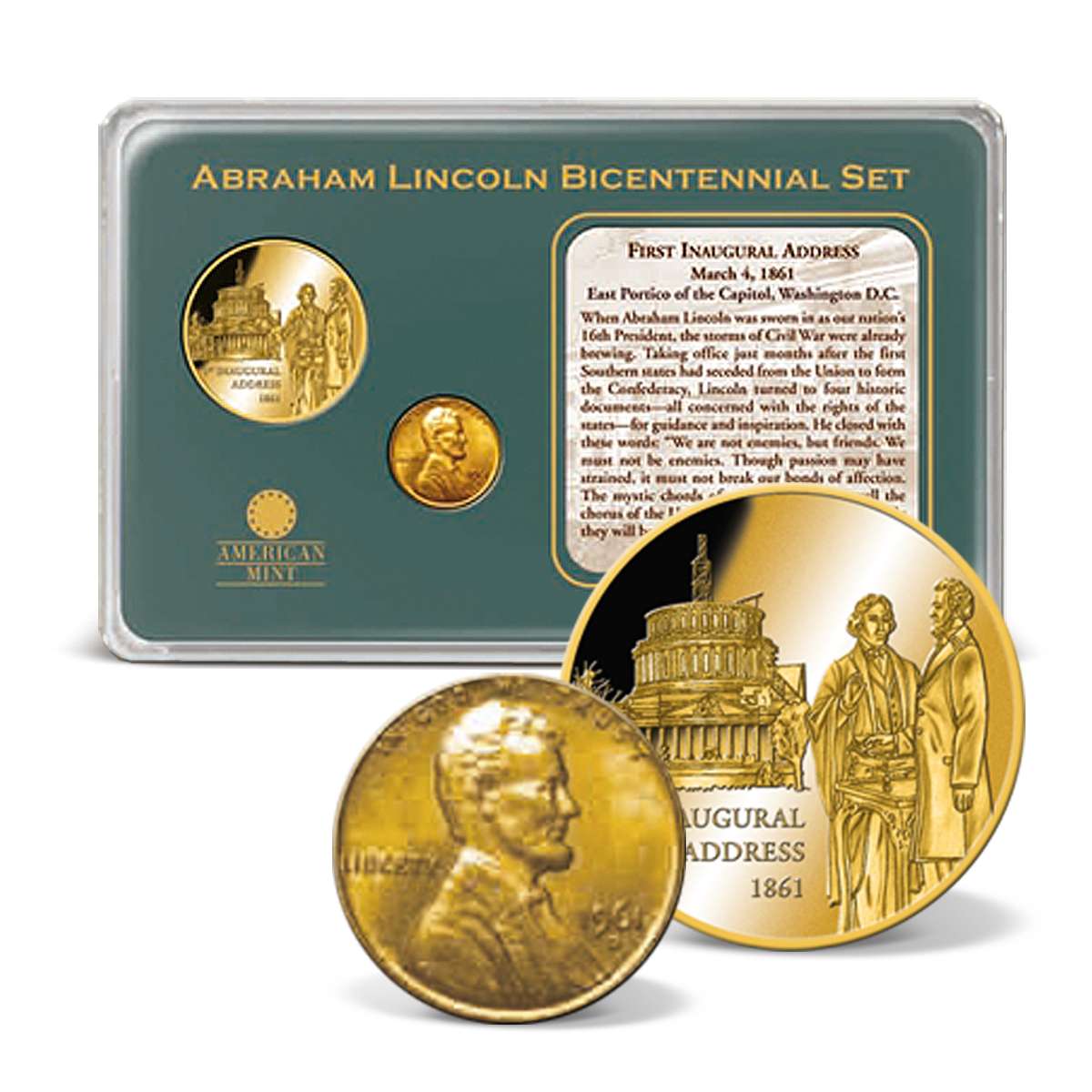Lincoln's 1st Inaugural Address Coin Set | Gold-Layered | Gold ...
