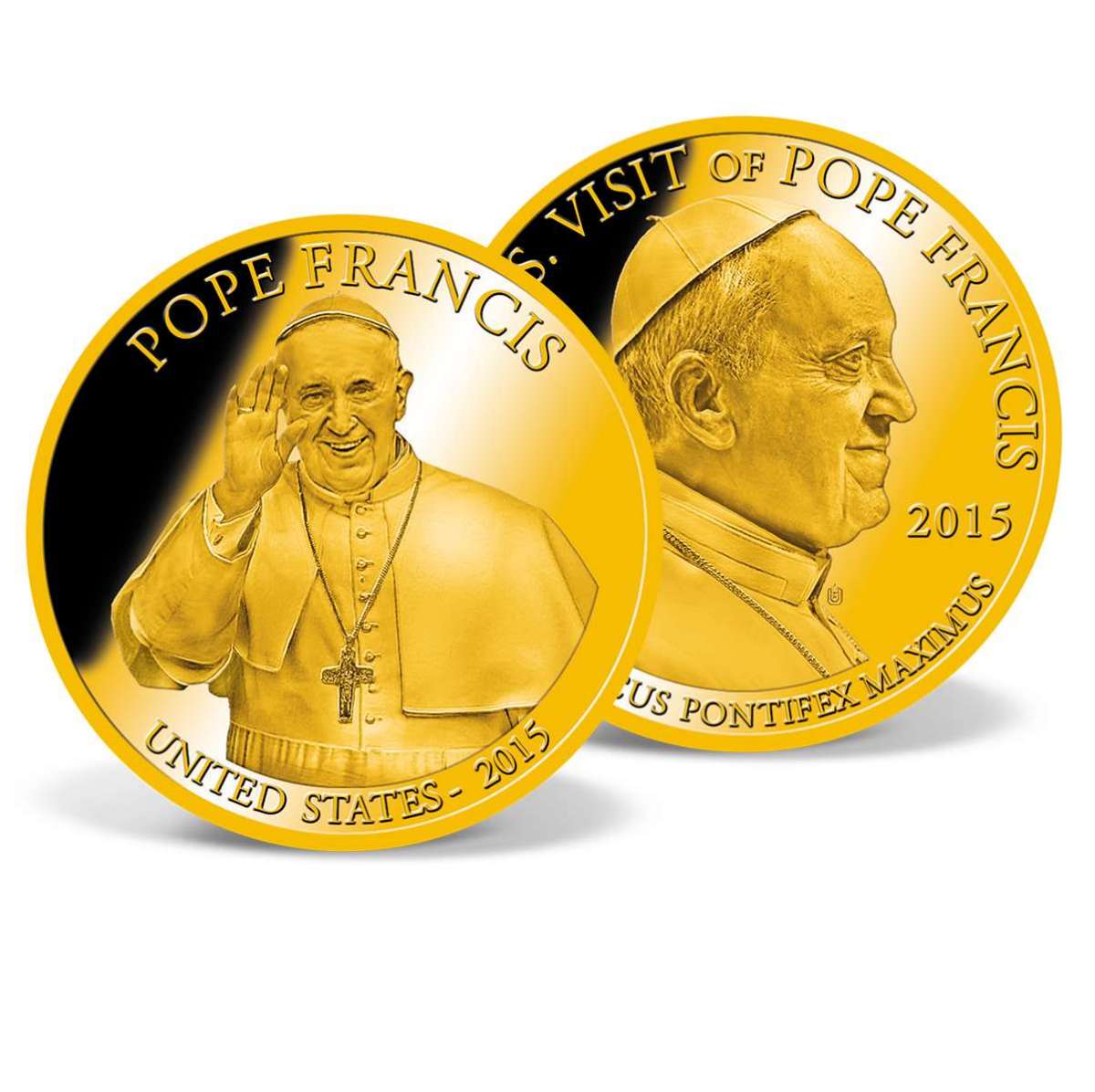 Pope Francis - USA 2015 Commemorative Coin | Gold-Layered | Gold ...
