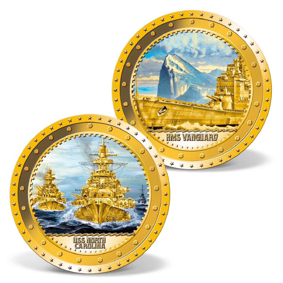 Famous Battleships of World War II Coin Set | Gold-Layered | Gold ...