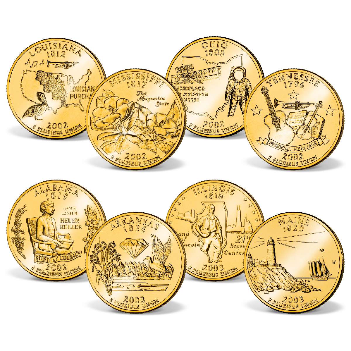 Gold-Layered State Quarters Set | Gold-Layered | Gold | American Mint