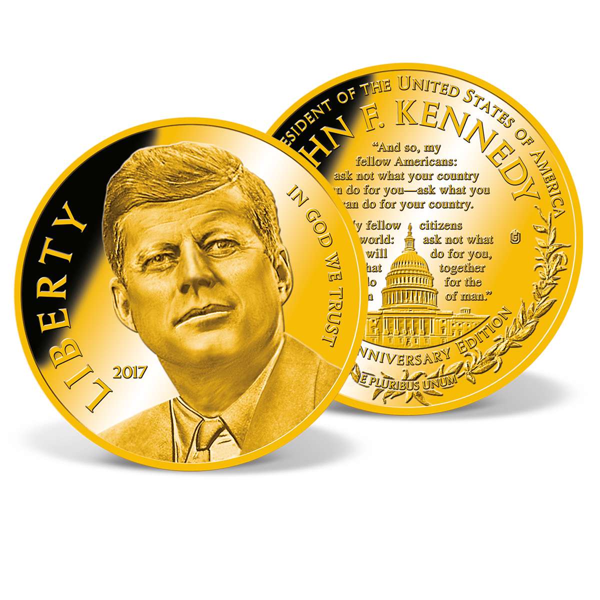 2017 John F. Kennedy 100th Anniversary Edition Coin | Gold-Layered ...