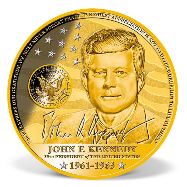 John F. Kennedy Crystal-inlaid Commemorative Coin | Gold-Layered | Gold ...