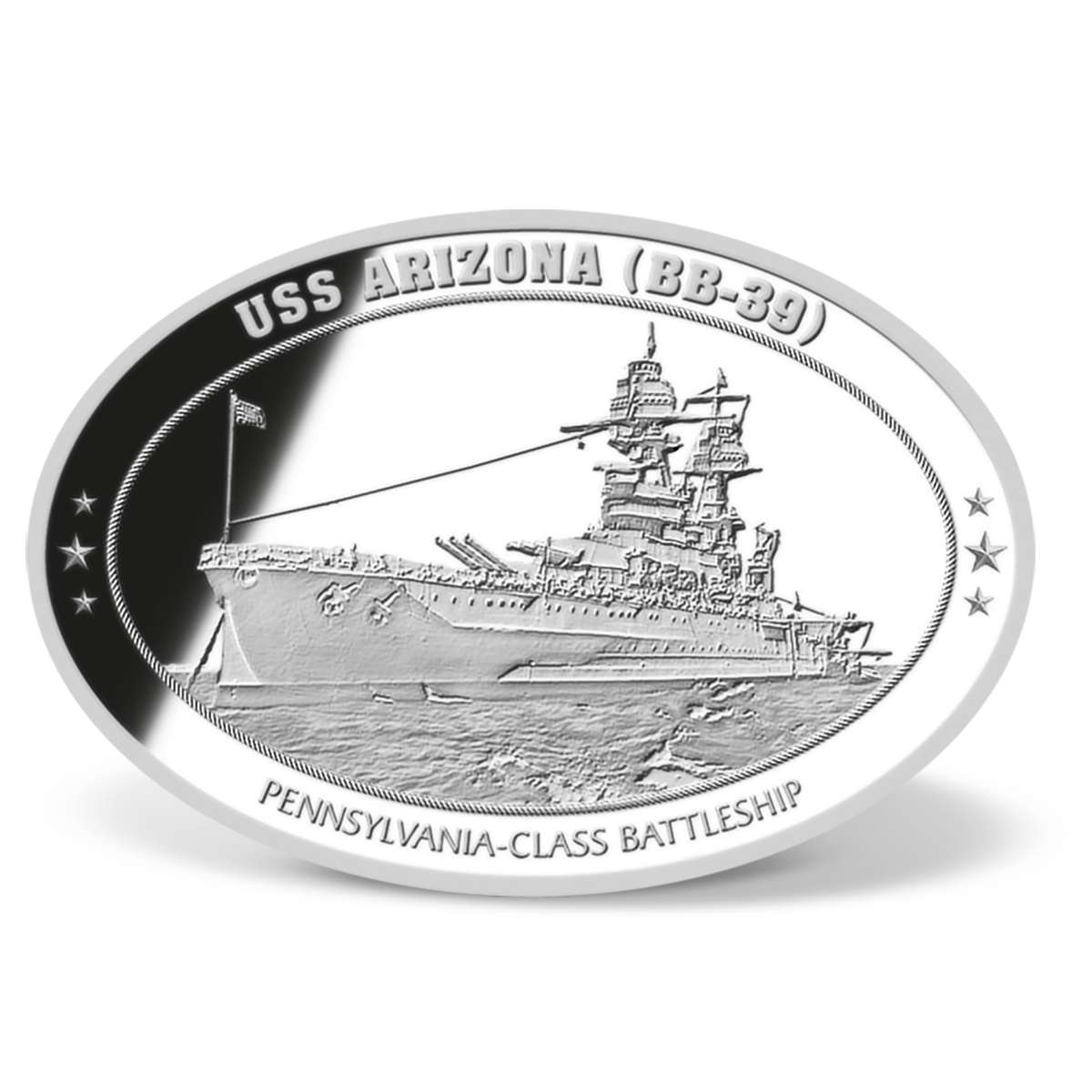 USS Arizona Oval Commemorative Coin | Silver-Plated | Silver | American ...