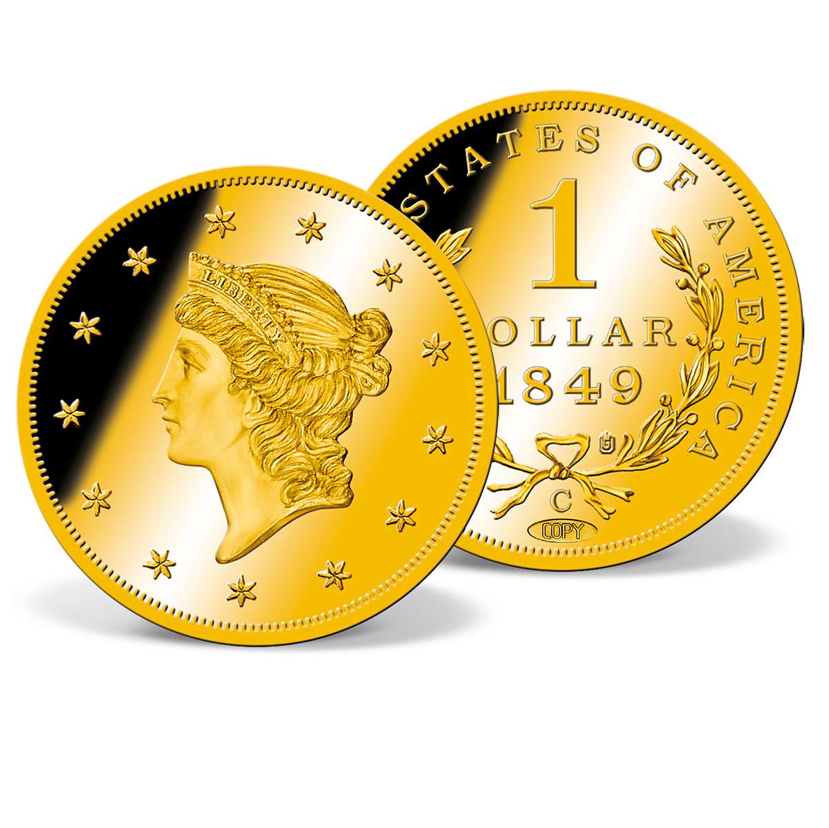 1849-C Gold Liberty Head Dollar Replica Coin | Solid Gold | Gold ...