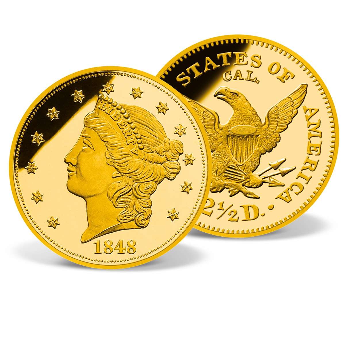 1848 Gold Quarter Eagle Replica Coin | Gold-Layered | Gold | American Mint