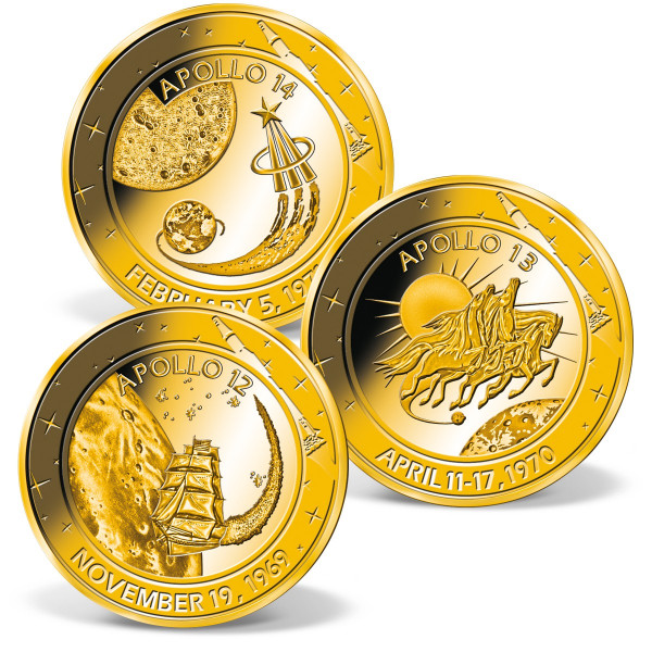 Complete 18-coin Apollo Missions Set | Gold-Layered | Gold | American Mint