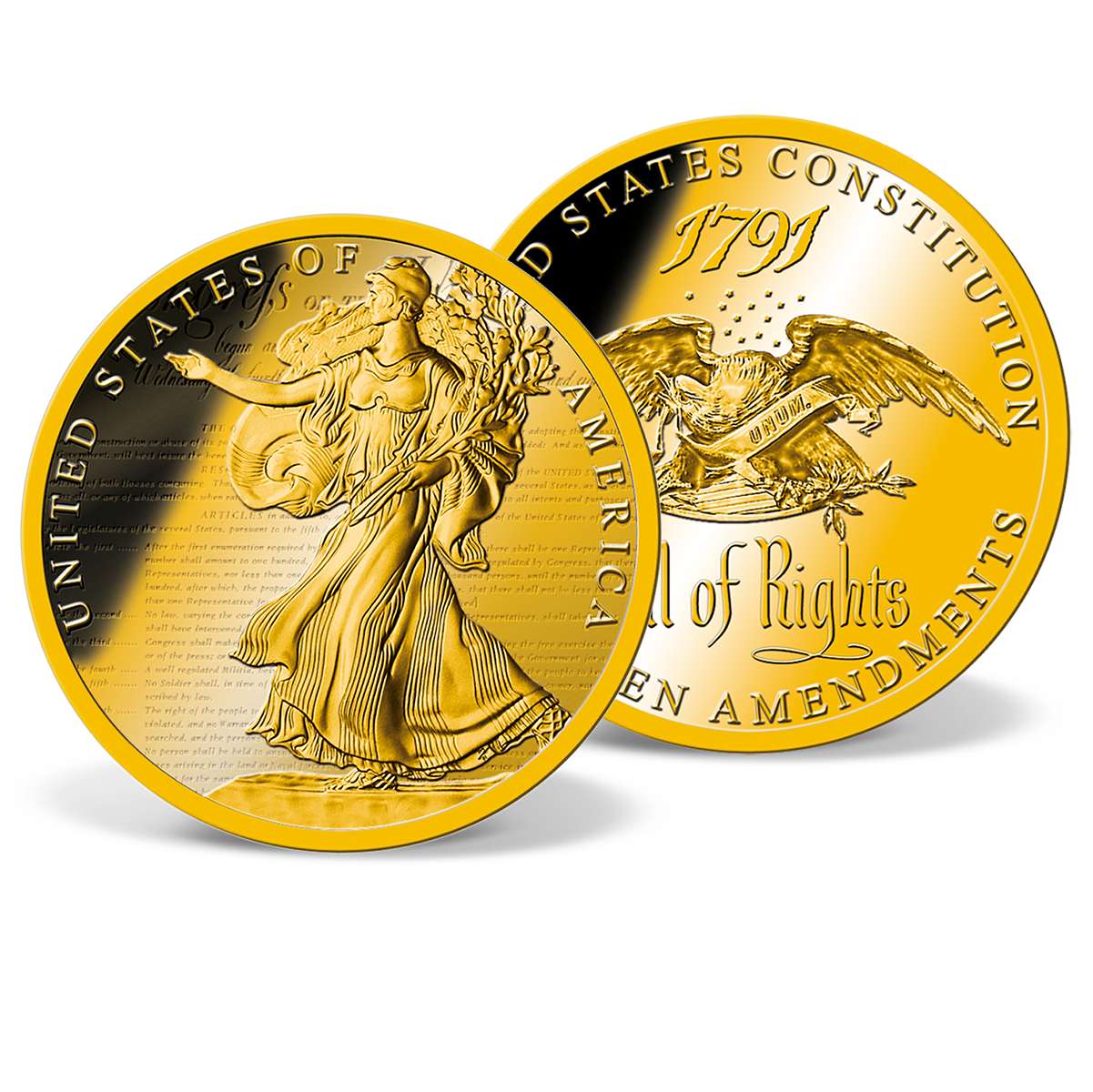 The Bill of Rights Commemorative Coin | Gold-Layered | Gold | American Mint