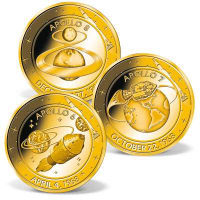 Complete 18-coin Apollo Missions Set | Gold-Layered | Gold | American Mint